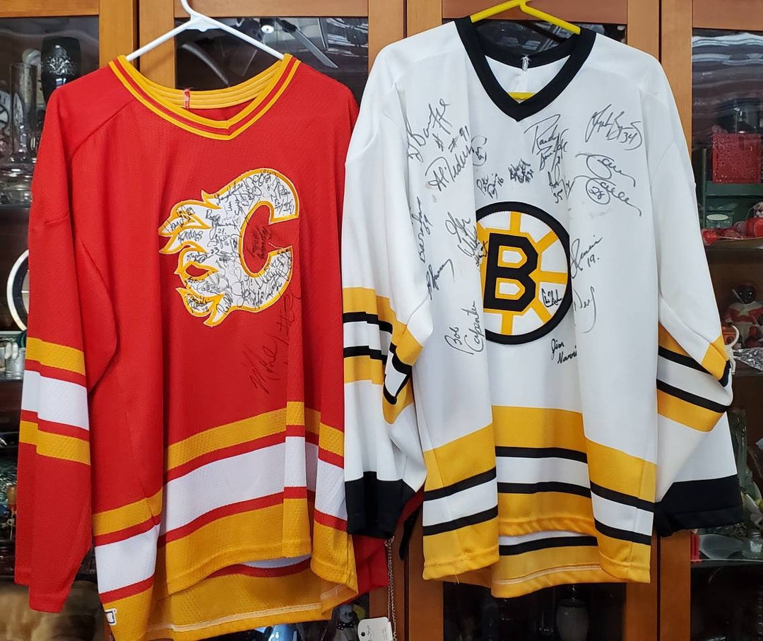 1990 Signed Calgary Flames & Boston Bruins NHL CCM Jerseys W/ LOA - Etsy