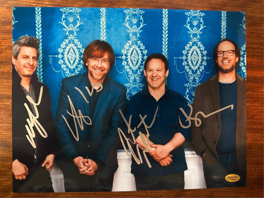 Phish Live Group Photograph 9x11" Hand Signed Autographed in Silver Ink ...