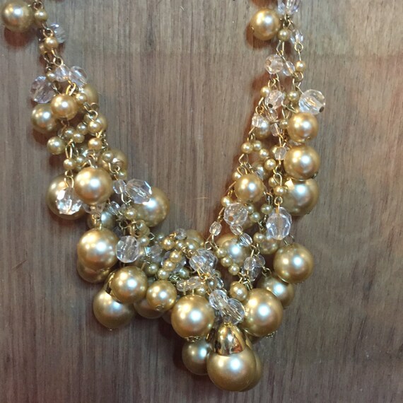 Faux Gold Pearl AB Crystal Necklace - Gem