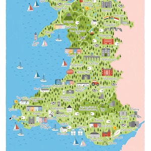 Print Map Cymru - Map of Wales Print - Etsy UK