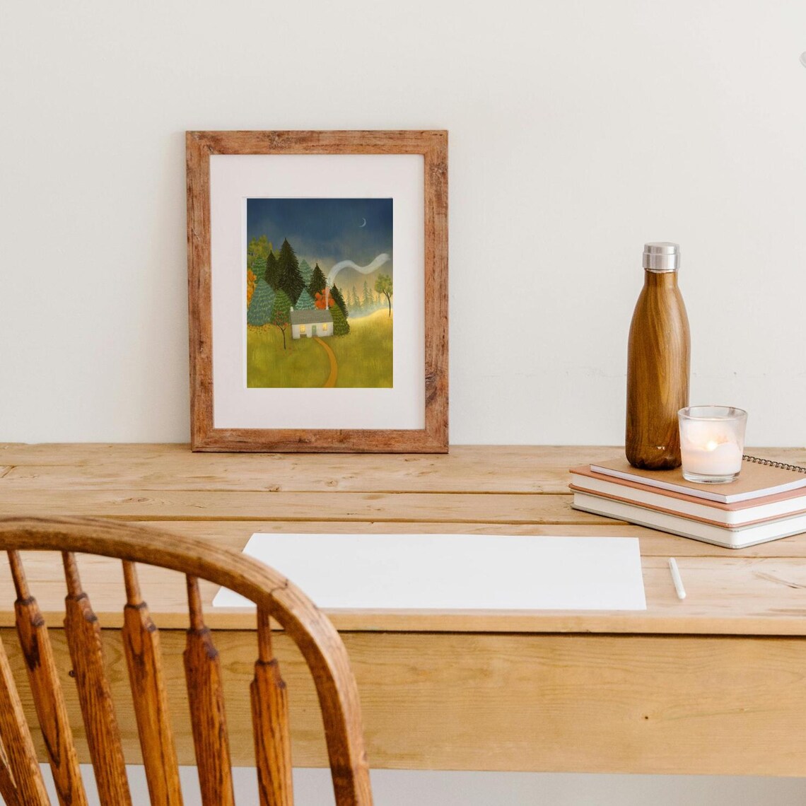 Golden Autumn Art Print | Cottagecore Cabin Print | Fall Artwork | Cozy ...