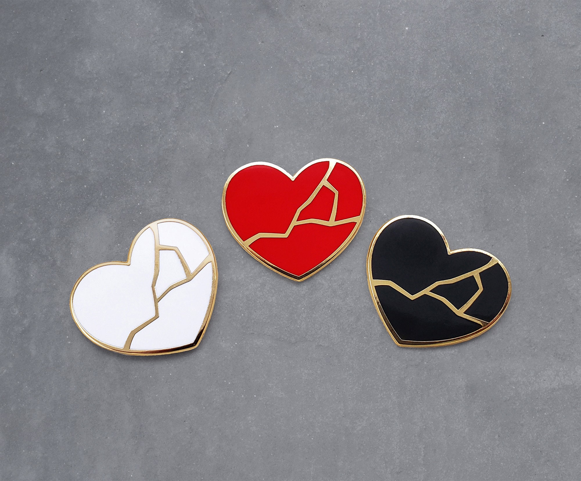 Kintsugi Heart Hard Enamel Pin by Pteroble Red Black or - Etsy