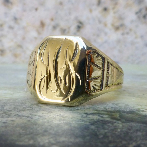 Monogram Signet Ring - Etsy