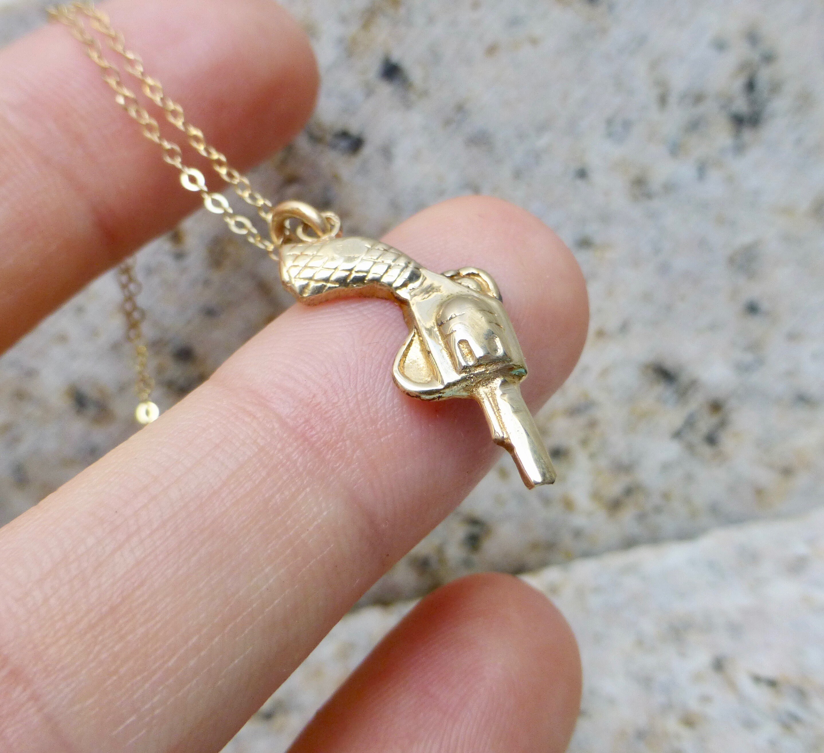 Vintage Pistol Charm 14 Karat Gold Charm Vintage 1980's - Etsy