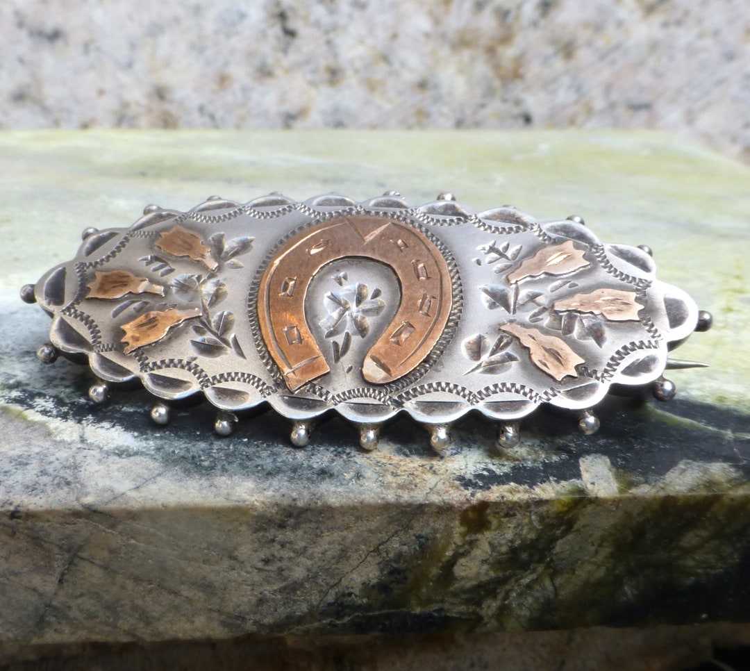 Victorian Silver Good Luck Brooch, Antique Silver Brooch, Antique Lucky ...