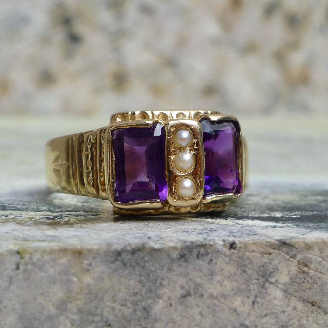 Size 6.5, Victorian Amethyst Ring in 14k, Dated 1883 - Etsy