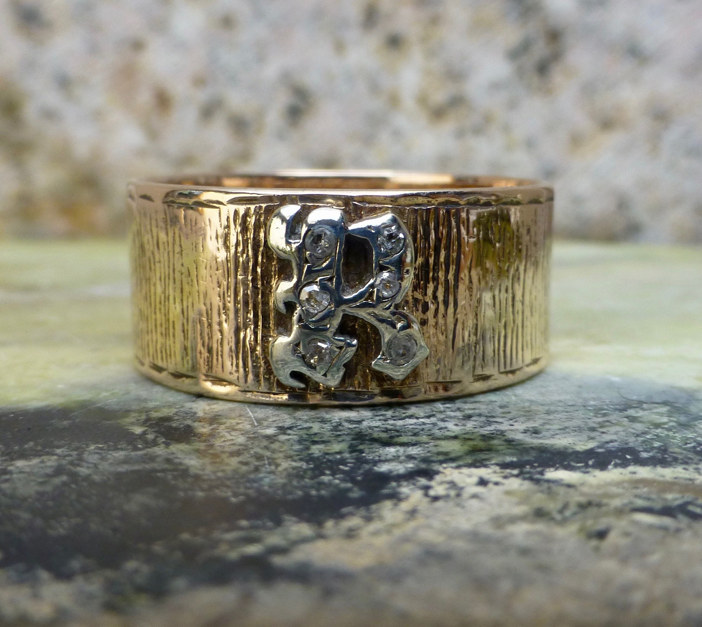 Mens Diamond R Initial Ring - Etsy