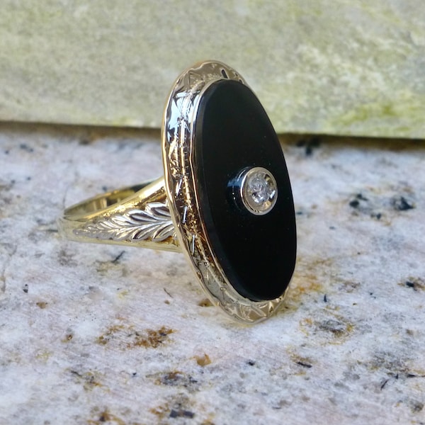 Art Deco Onyx Ring - Etsy