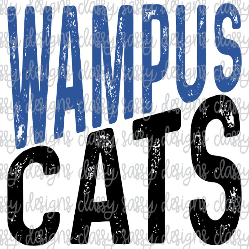 Wampus Cats Royal Blue School Mascot Name Svg PNG INSTANT - Etsy