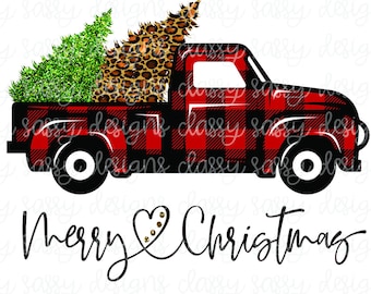 Buffalo Plaid Glitter Cheetah Leopard Merry Christmas Truck | Etsy
