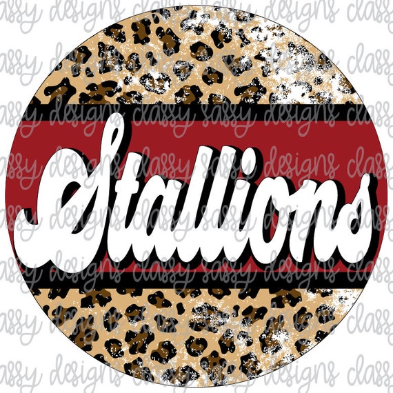 Stallions Maroon School Mascot Leopard Cheetah Animal Print - Etsy