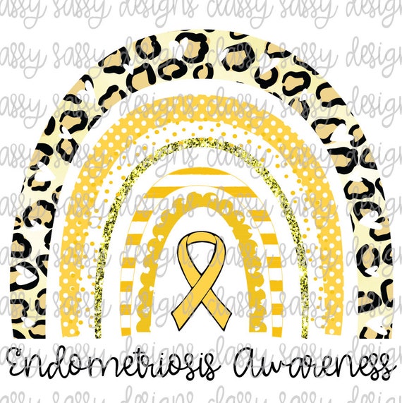 Endometriosis Awareness Rainbow Ribbon Yellow Leopard Svg PNG | Etsy