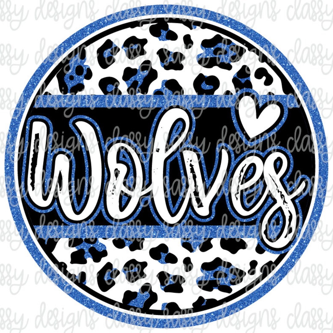 Wolves Royal Blue Glitter School Mascot Leopard Cheetah Animal Print ...