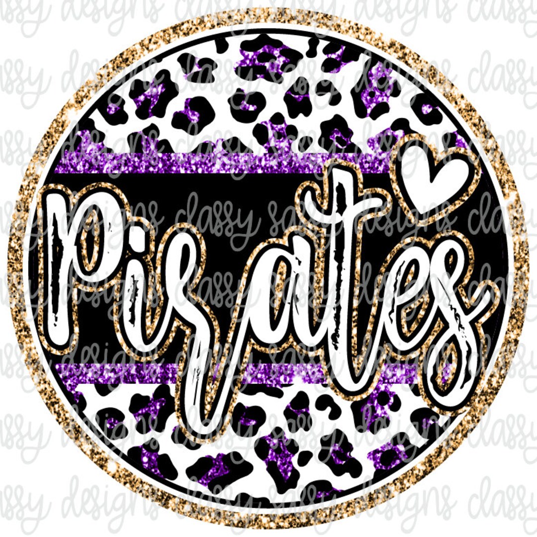 Pirates Purple and Gold Glitter School Mascot Leopard Cheetah PNG ...