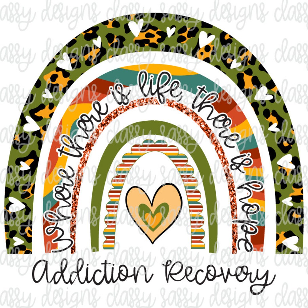 Addiction Recovery Awareness Green and Orange Rainbow Ribbon Red ...