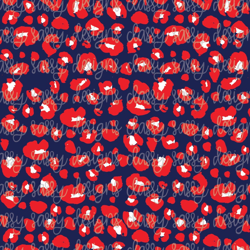 Red White Blue Flag Leopard Cheetah Digital Paper INSTANT - Etsy