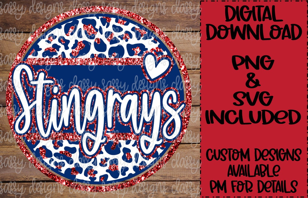 Stingrays Navy and Red Glitter School Mascot, School Spirit Png, Sports ...