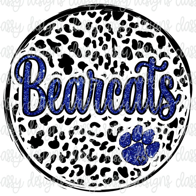 Bearcats Blue School Mascot Leopard Cheetah Animal Print Svg PNG ...