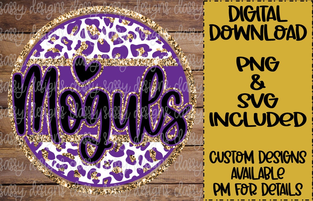 Moguls Purple and Gold Glitter School Mascot, School Spirit Png, Sports ...
