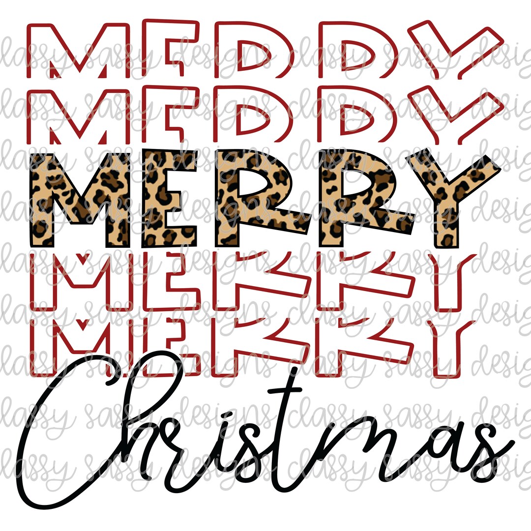 Merry Christmas Stacked Leopard Cheetah Animal Print PNG Print and ...