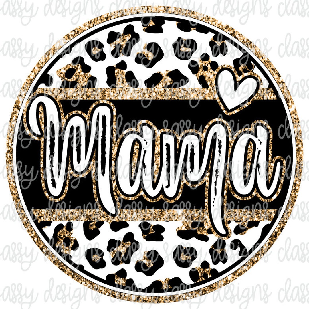 Mama Gold Glitter School Mascot Leopard Cheetah Animal Print ...