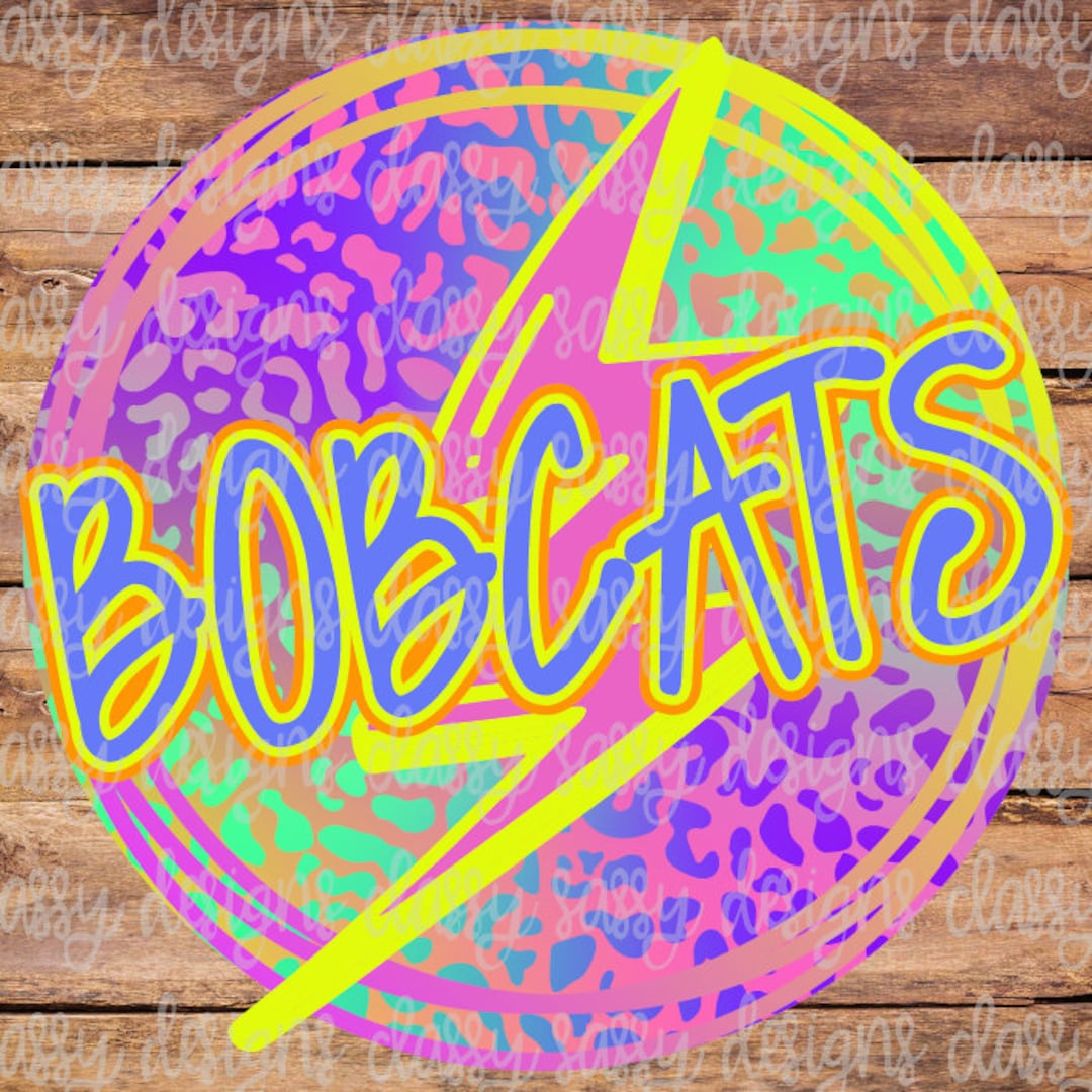 Bobcats School Mascot, Neon Circle Mascot, School Spirit Png, Sports ...