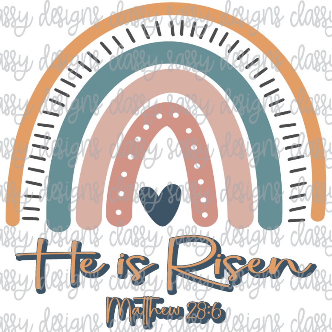 He is Risen Rainbow Boho Christian Floral Easter Jesus PNG NSTANT ...