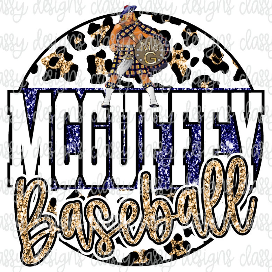 Mcguffey Baseball Navy and Gold Glitter School Mascot Leopard PNG ...