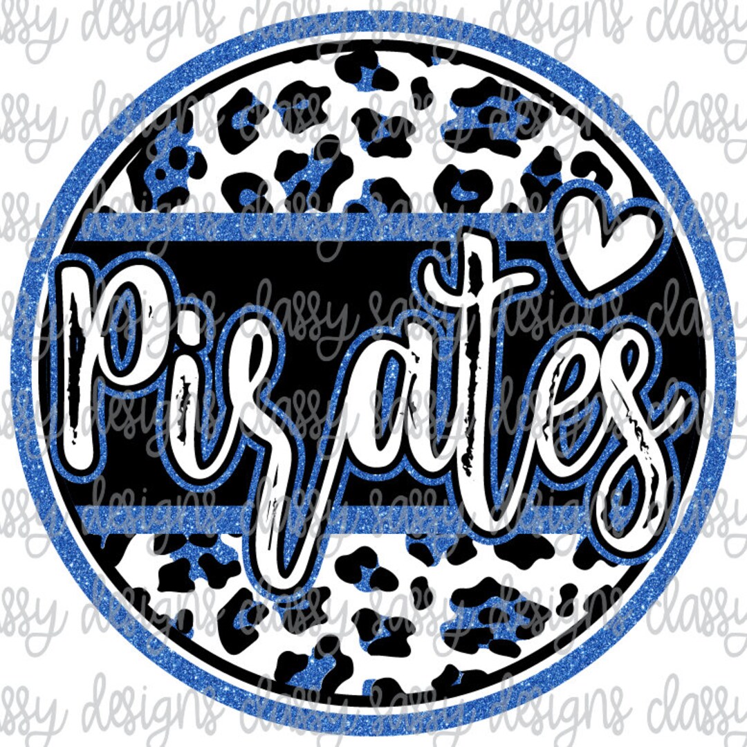 Pirates Royal Blue Glitter School Mascot Leopard Cheetah Svg PNG ...
