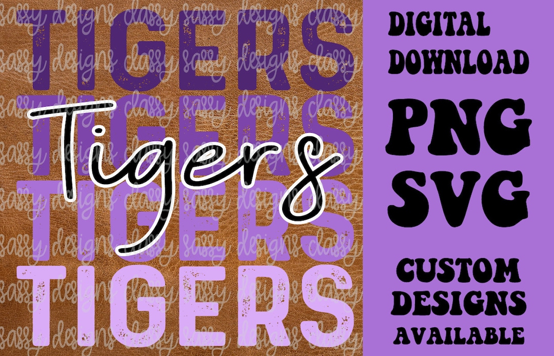 Tigers Purple Stacked School Mascot, School Spirit Png, Sports Png, Svg ...