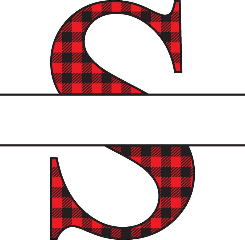 Buffalo Plaid Split Monogram Letters Full Alphabet PNG INSTANT - Etsy