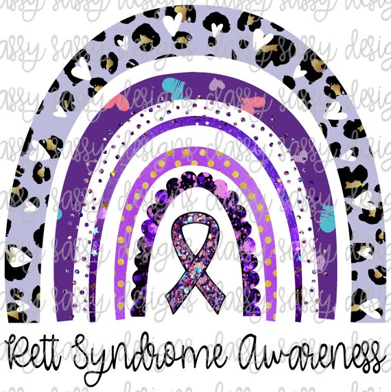 Rett Syndrome Awareness Rainbow Ribbon Gold Leopard Svg PNG - Etsy