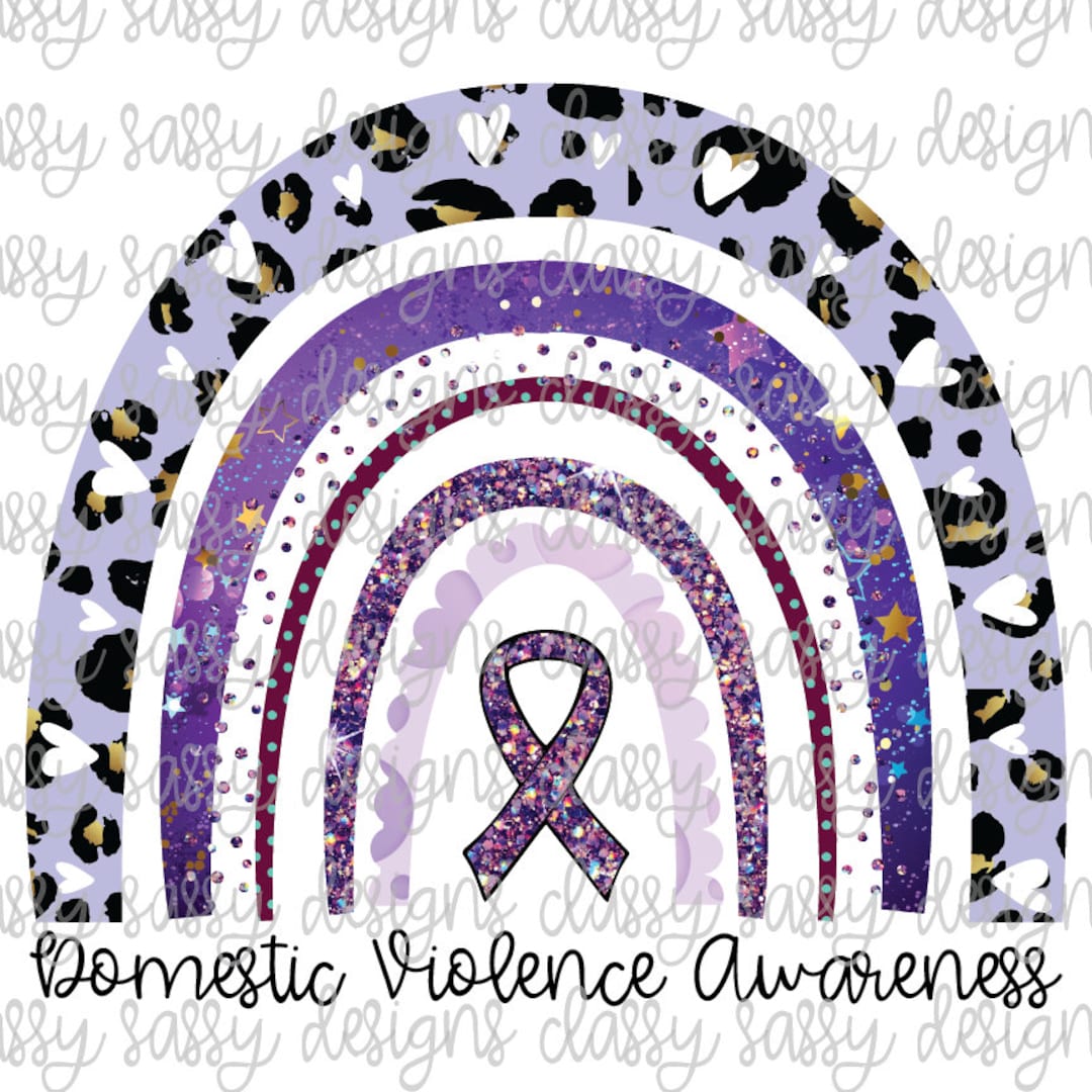 Domestic Violence Awareness Rainbow Ribbon Purple Leopard Cheetah ...