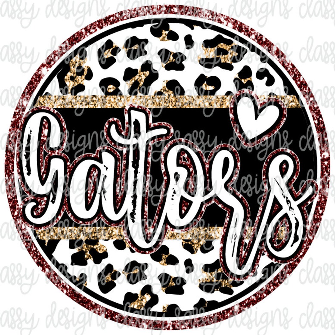 Gators Maroon and Gold Glitter School Mascot Leopard Cheetah Svg PNG ...