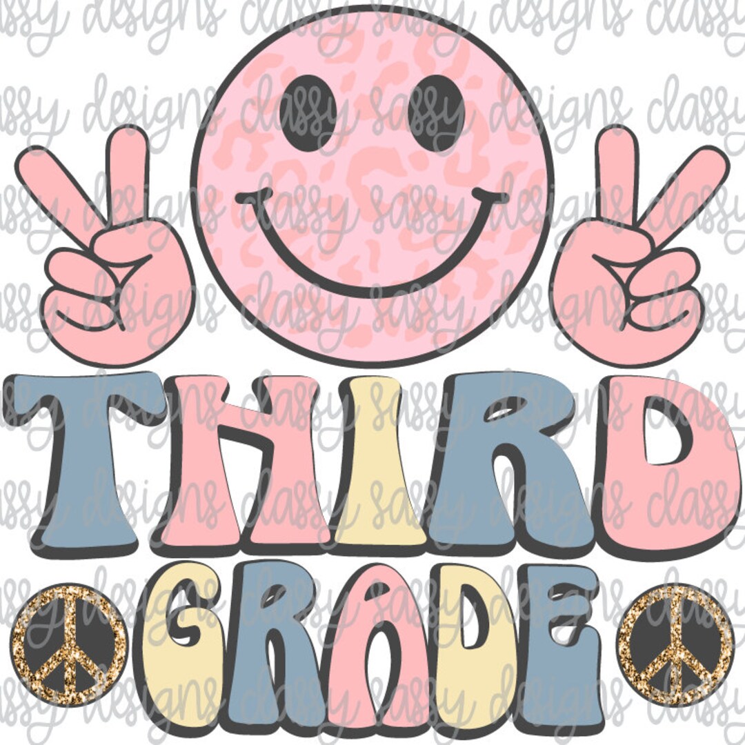 Back to School 3rd Third Grade First Day Peace Sign Cheetah - Etsy
