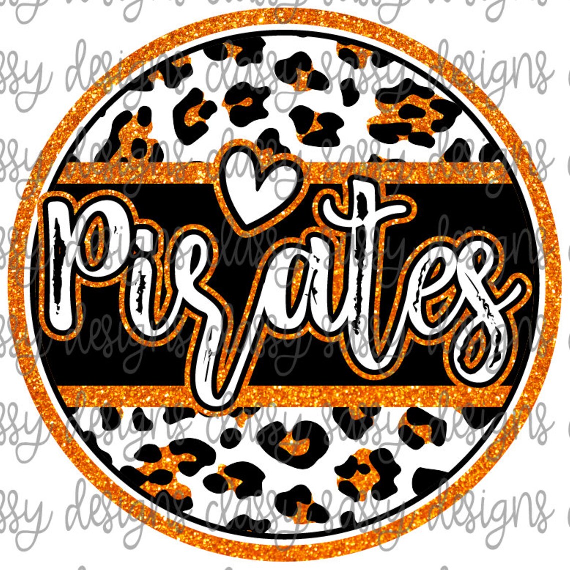Pirates Orange School Mascot Leopard Cheetah Animal Print PNG INSTANT ...