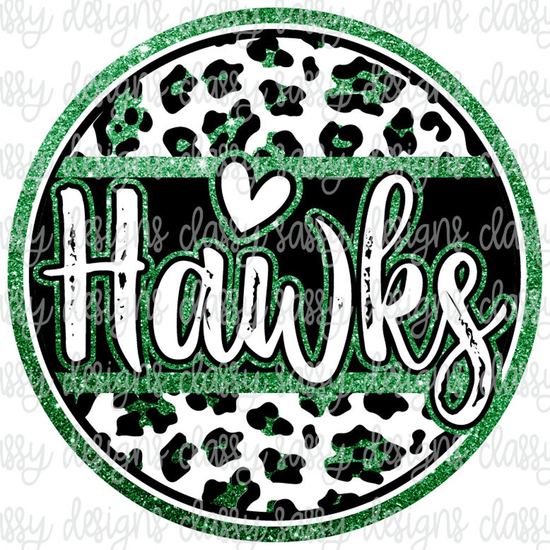 Hawks Green Glitter School Mascot Leopard Cheetah Animal Print ...