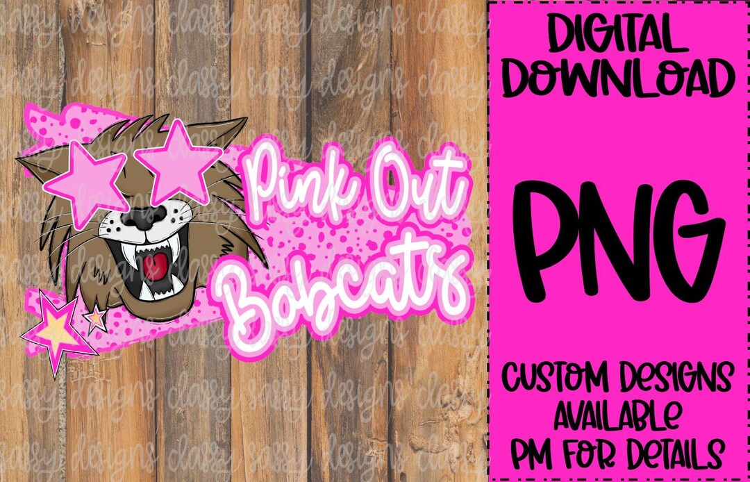 Pink Out Bobcats, Breast Cancer Awareness, Banner, Pennant, Doodle ...