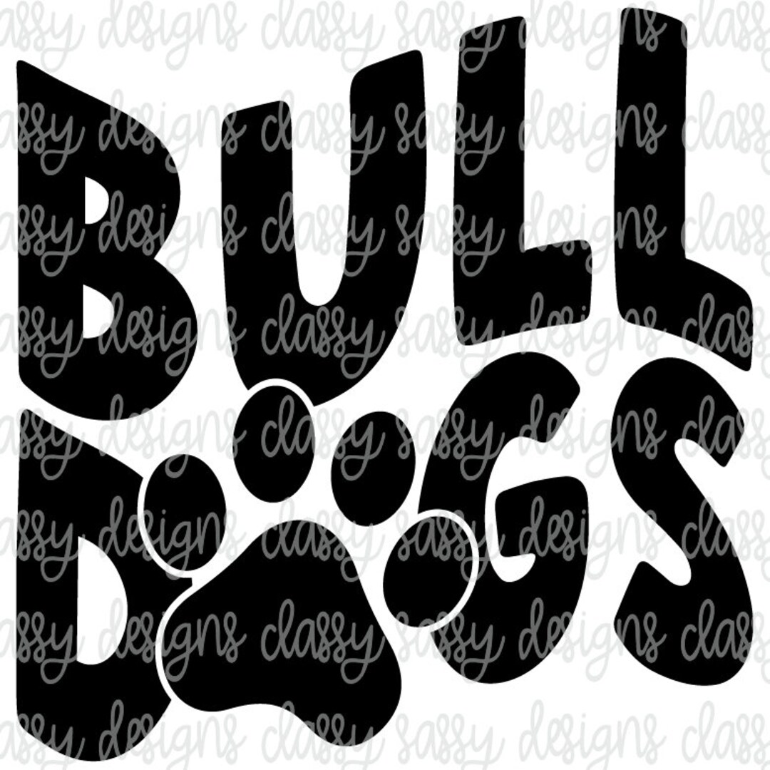 Bulldogs Paw Print School Mascot Name Svg PNG INSTANT DOWNLOAD Print ...
