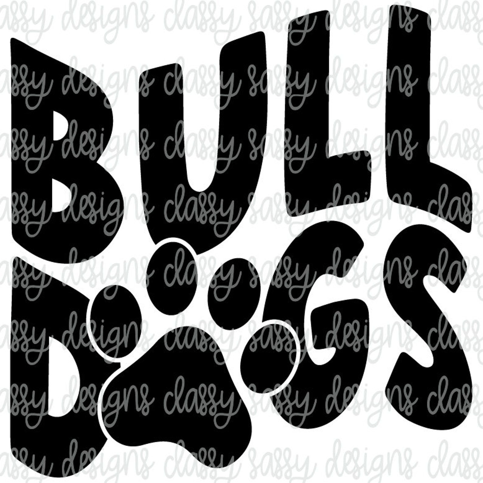Bulldogs Paw Print School Mascot Name Svg PNG INSTANT DOWNLOAD - Etsy
