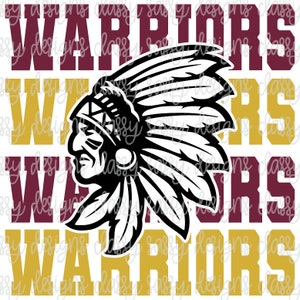 Warriors Maroon and Gold Glitter School Mascot, School Spirit Png ...