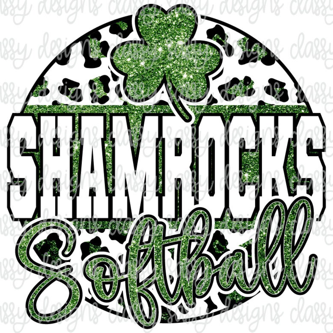 Shamrocks Softball Glitter School Mascot Leopard Cheetah Animal Print ...