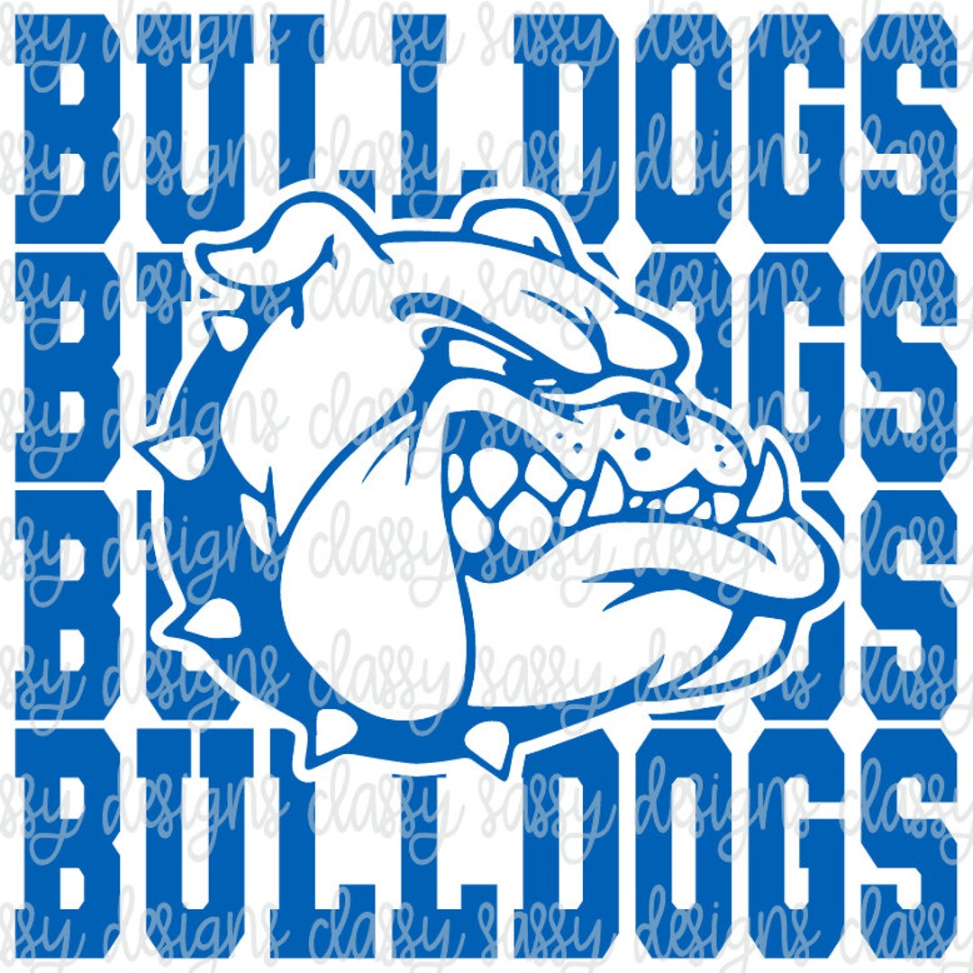 Bulldogs Stacked Royal Blue School Mascot Leopard Cheetah Animal Print ...