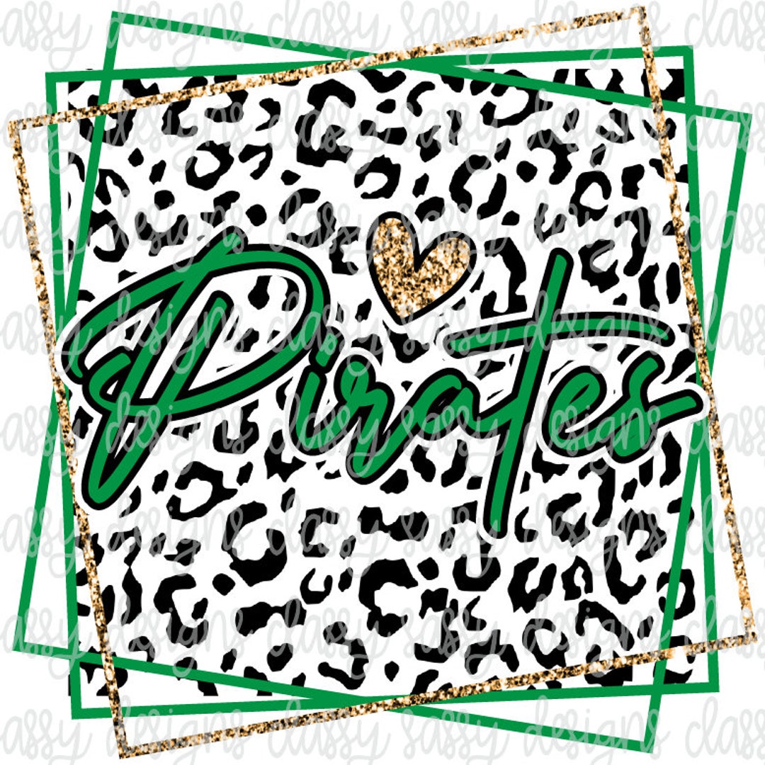 Pirates Green and Gold School Mascot Leopard Cheetah Animal Print PNG ...