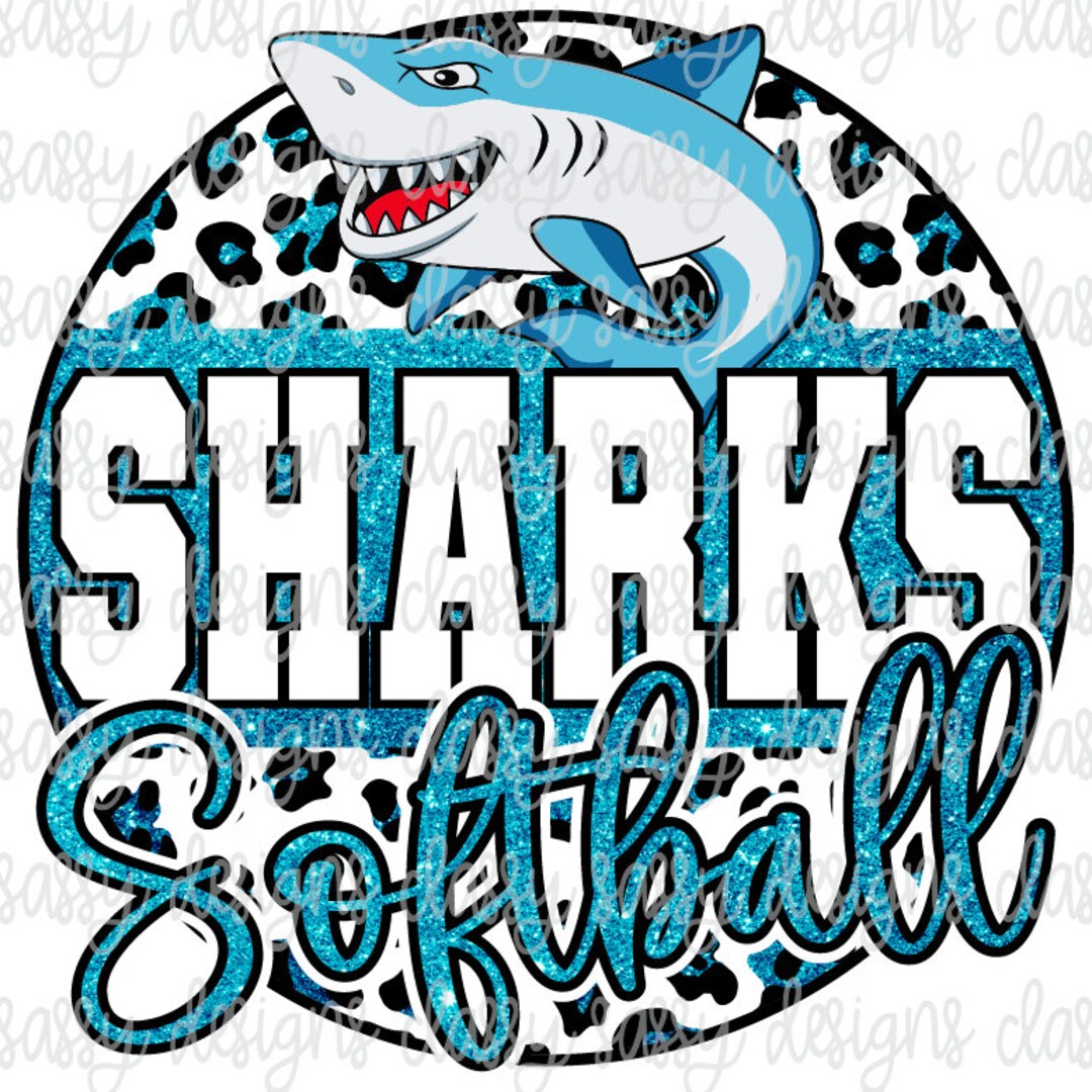 Sharks Softball Glitter School Mascot Leopard Cheetah Animal Print PNG ...