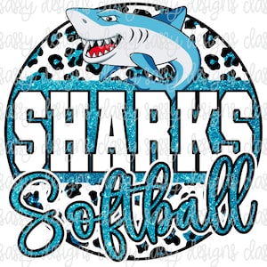 Sharks Softball Glitter School Mascot Leopard Cheetah Animal Print PNG ...