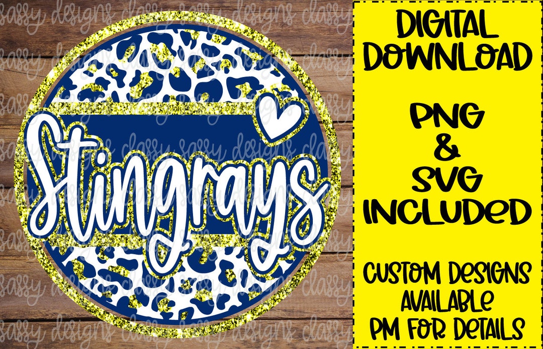 Stingrays Navy and Yellow Glitter School Mascot, School Spirit Png ...
