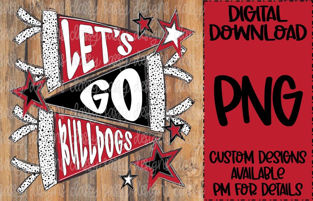 Let's Go Bulldogs Red School Mascot, Banner, Pennant, Doodle, School ...
