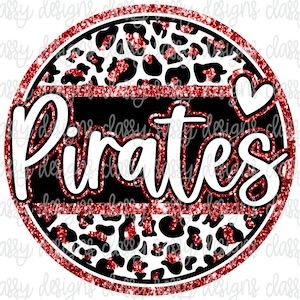 Pirates Red Glitter School Mascot Leopard Cheetah Svg PNG INSTANT ...