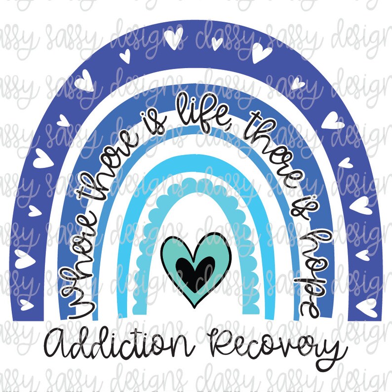 Addiction Recovery Awareness Rainbow Ribbon Blue Leopard - Etsy